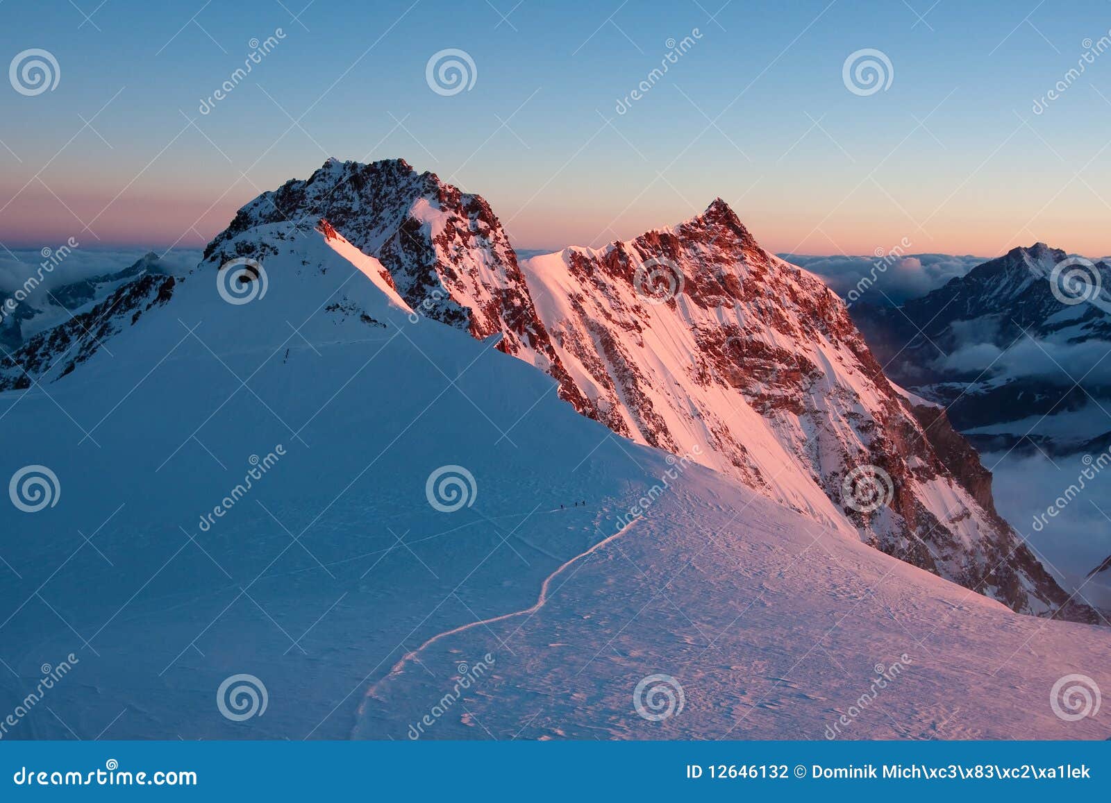 Monte Rosa Mountain Alpine Traverse Haute Route In Alps Royalty-Free ...