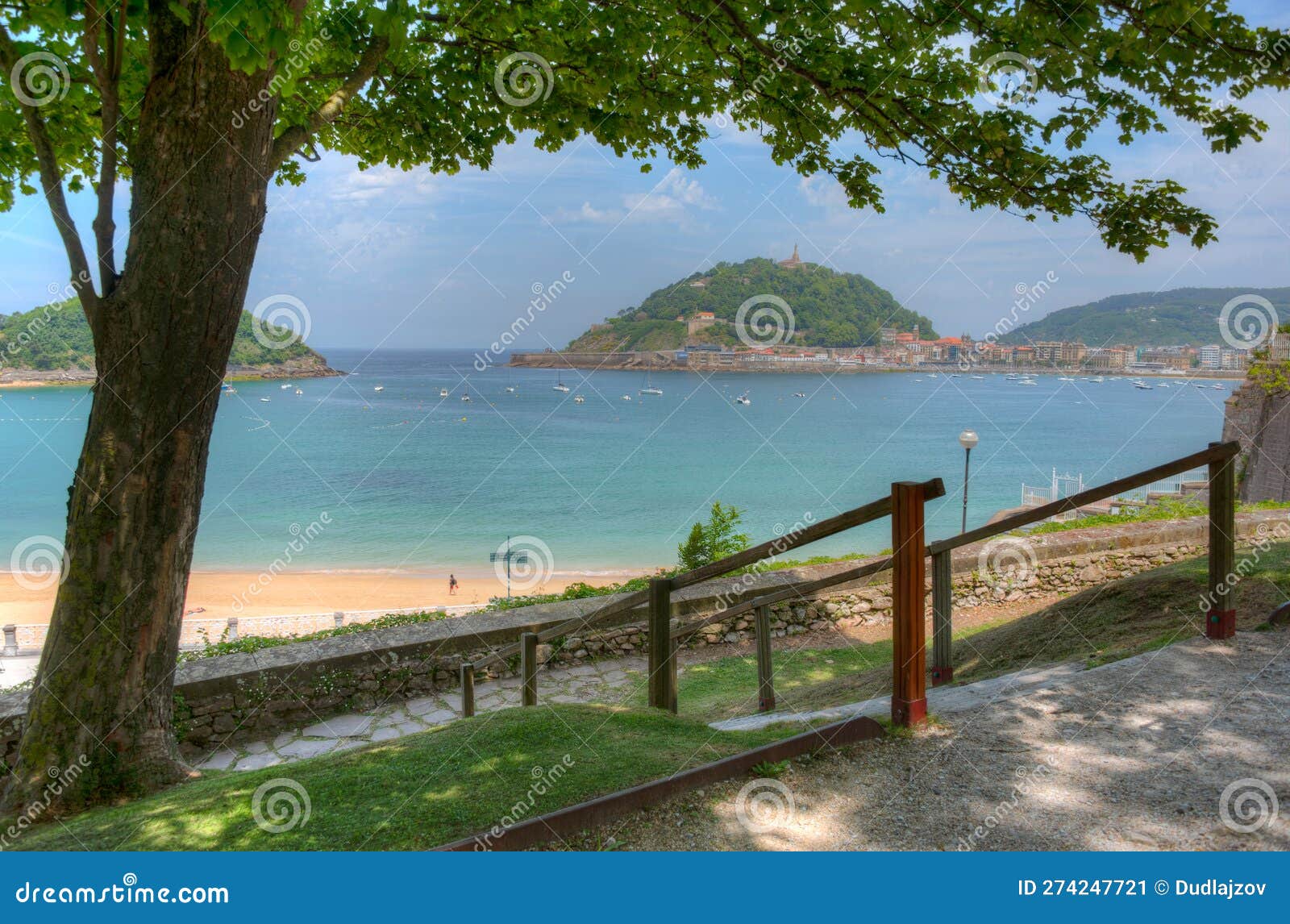 Monte Urgull at Spanish Town San Sebastian Stock Image - Image of coast ...