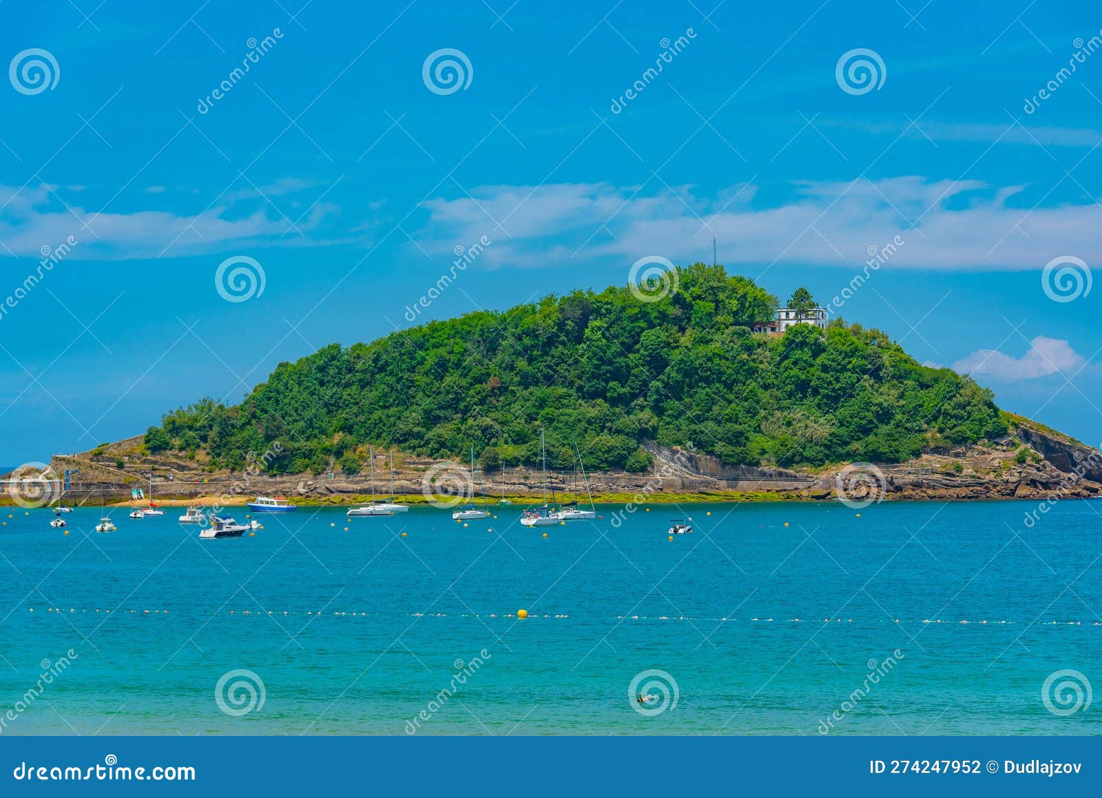 Monte Urgull at Spanish Town San Sebastian Stock Photo - Image of ocean ...