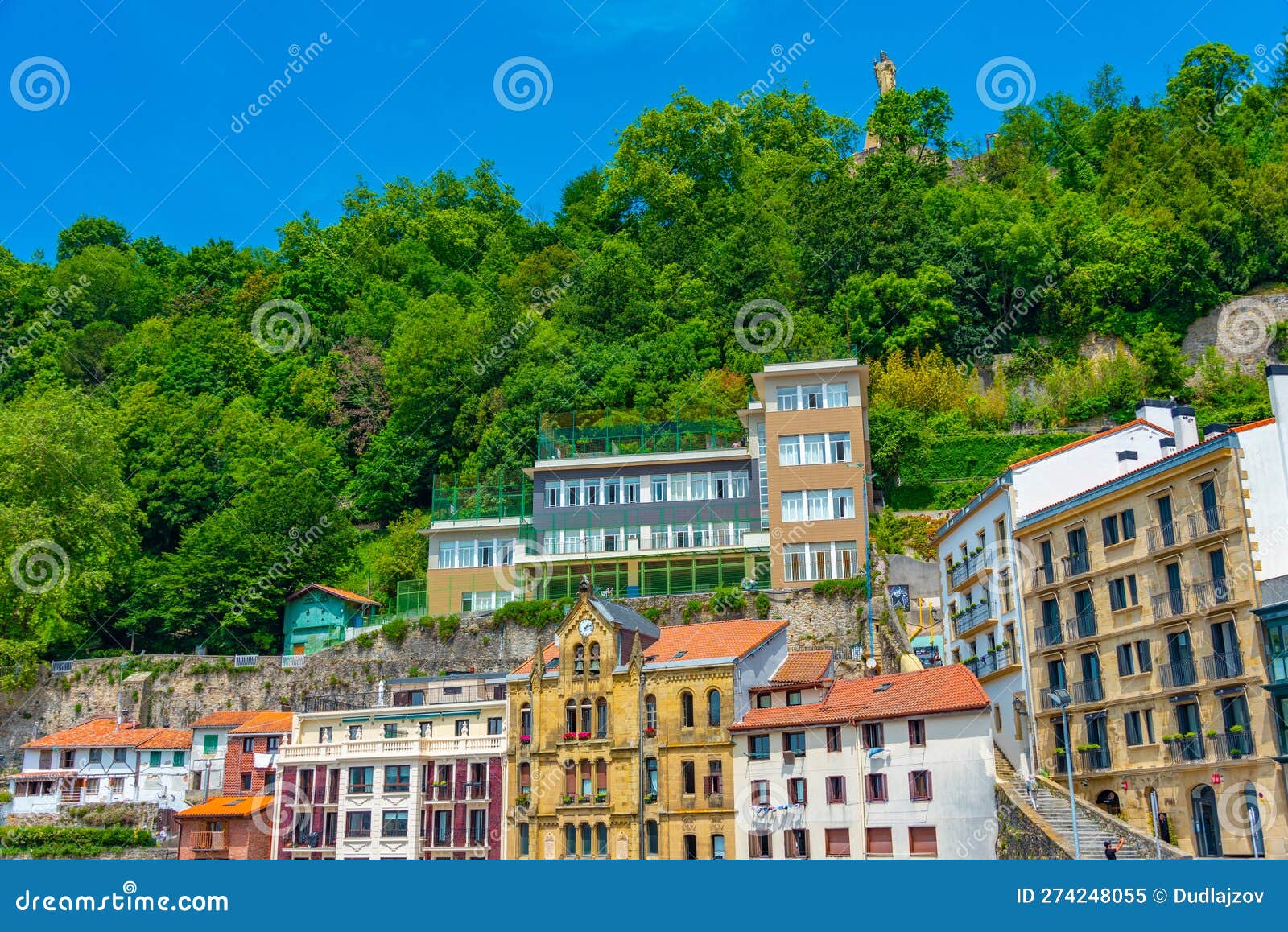 Monte Urgull at Spanish Town San Sebastian Stock Image - Image of ...