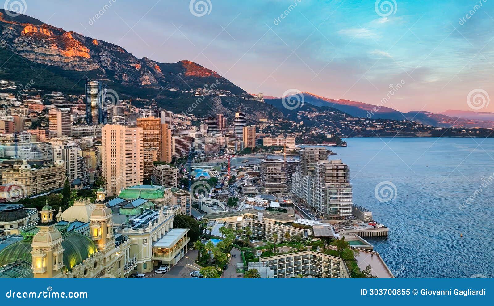 Montecarlo. Aerial View of Monaco Skyline at Sunset Editorial Image ...