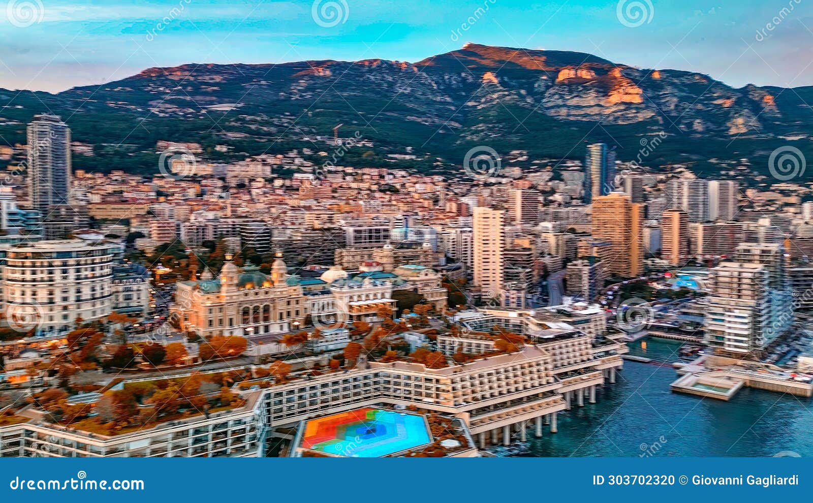 Montecarlo. Aerial View of Monaco Skyline at Sunset Editorial Image ...