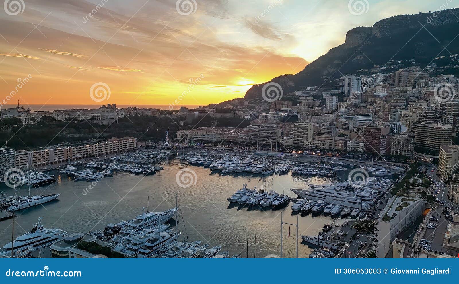 Montecarlo. Aerial View of Monaco Skyline at Sunset Stock Image - Image ...