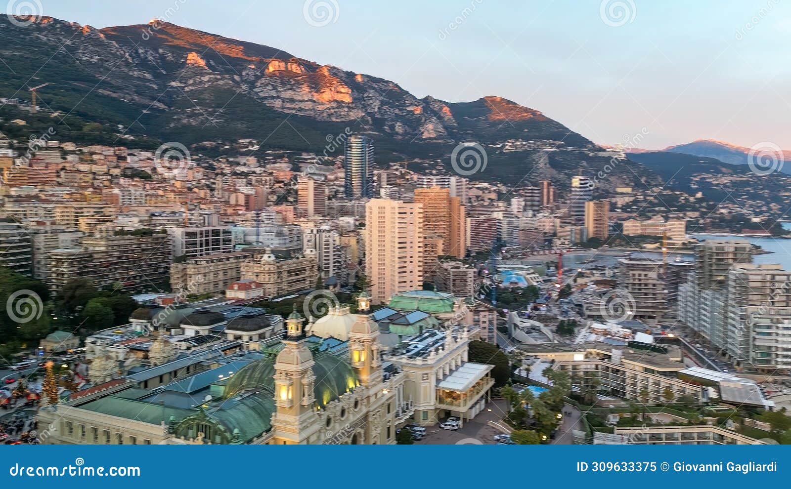 Montecarlo. Aerial View of Monaco Skyline at Sunset Editorial Image ...