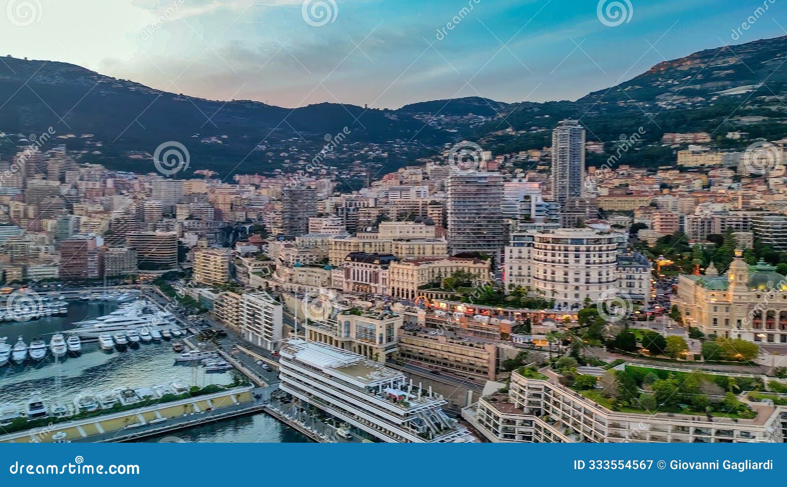 Montecarlo. Aerial View of Monaco Skyline at Sunset Stock Image - Image ...