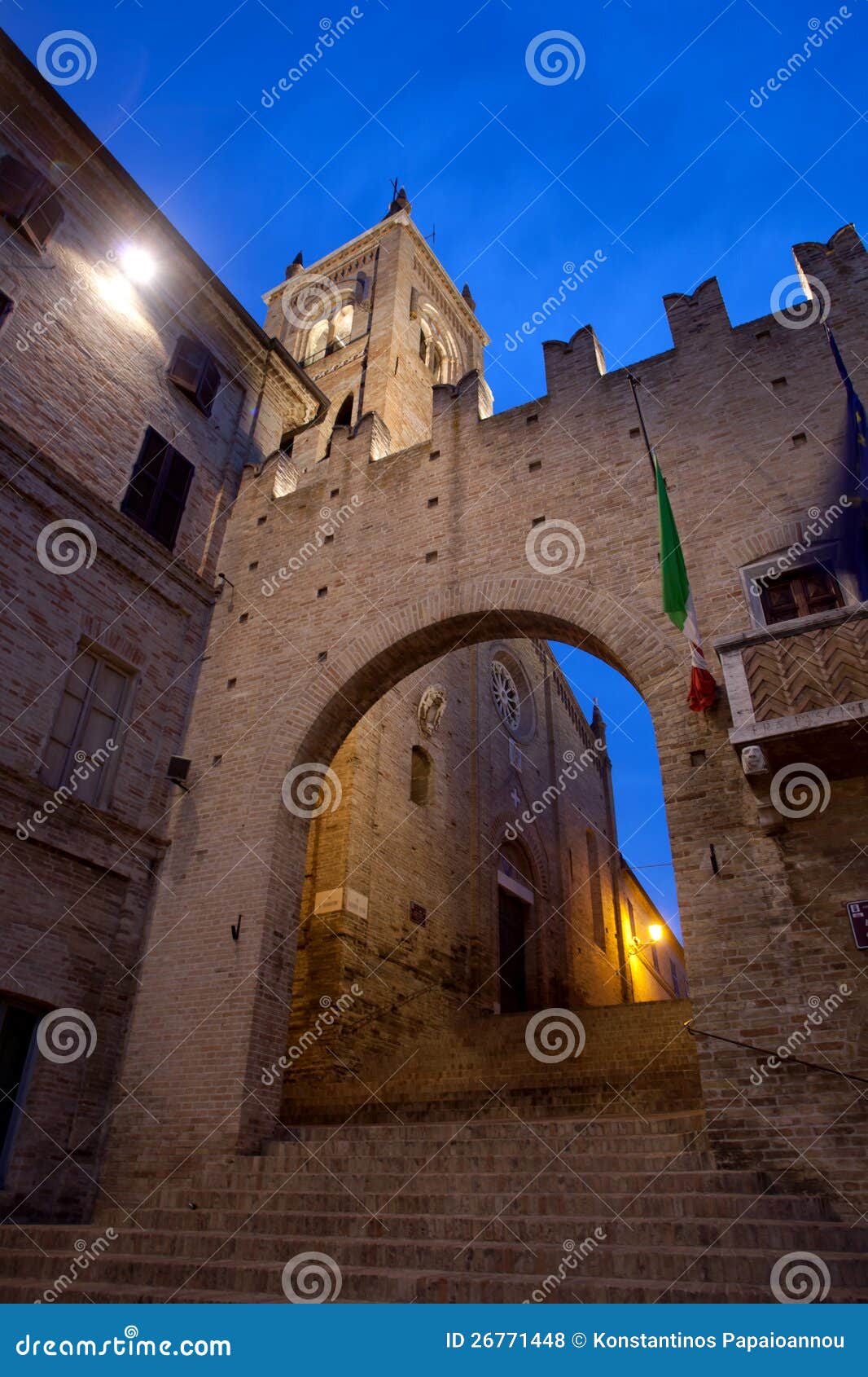 Montecassiano in Italy stock photo. Image of night, church - 26771448