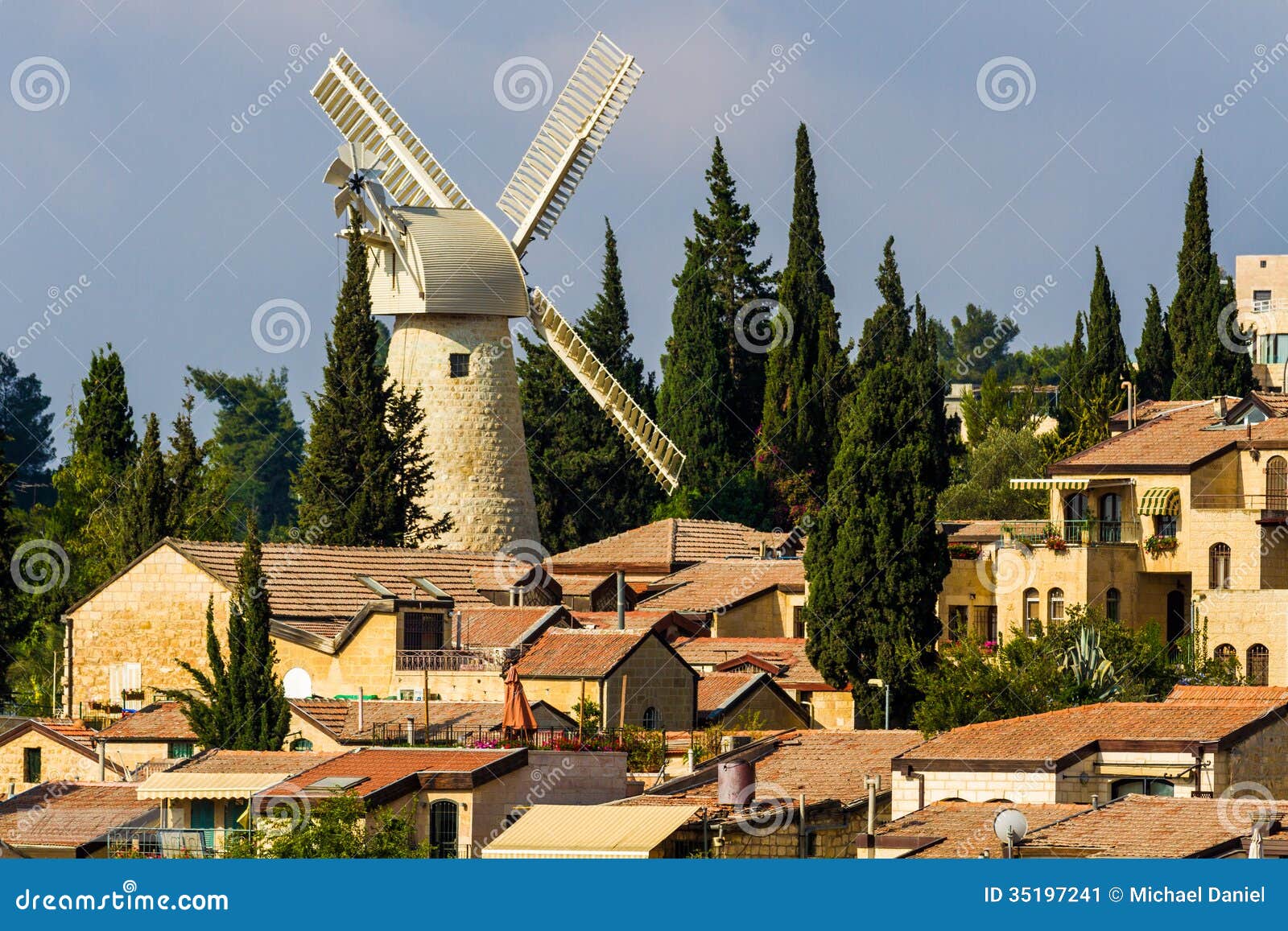 Montefiore windmill stock image. Image of jaffa, tower - 35197241
