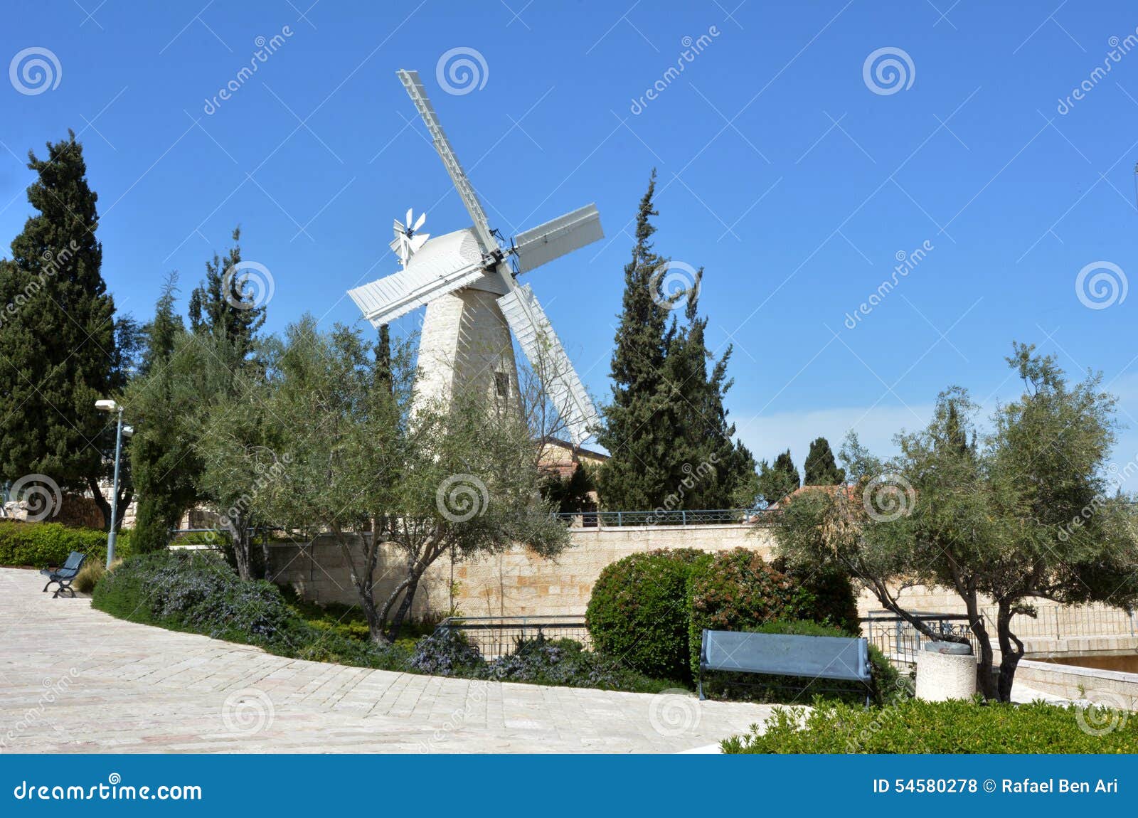 Montefiore Windmill in Jerusalem Israel Stock Photo - Image of british ...