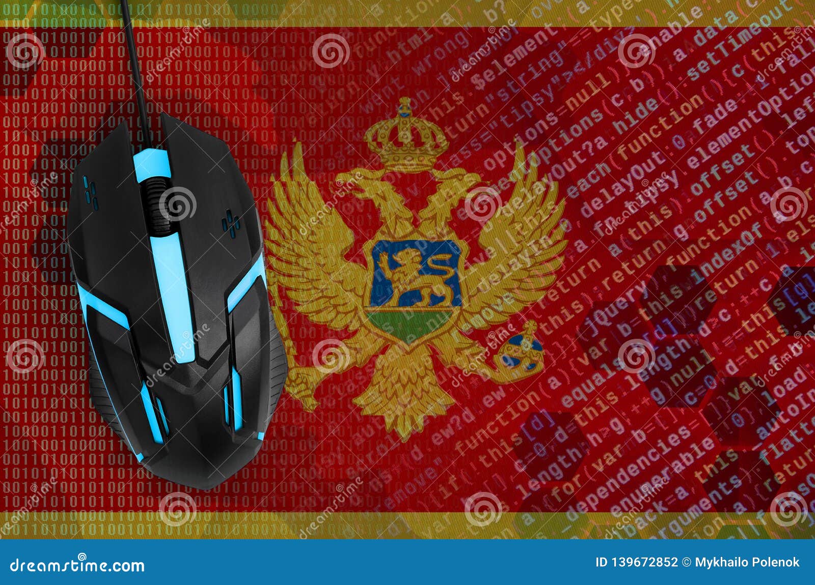 Montenegro Flag and Computer Mouse. Digital Threat, Illegal Actions on ...