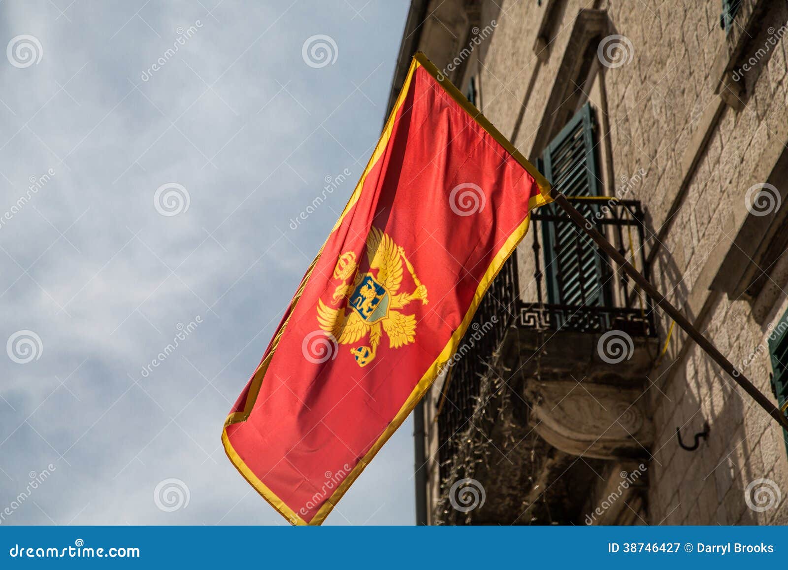 Montenegro Flag Over Kotor stock image. Image of roof - 38746427