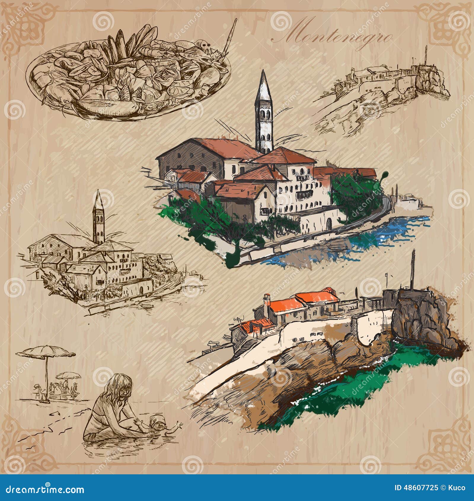 Montenegro Hand-drawn Map. Cartoon Vector | CartoonDealer.com #133410785