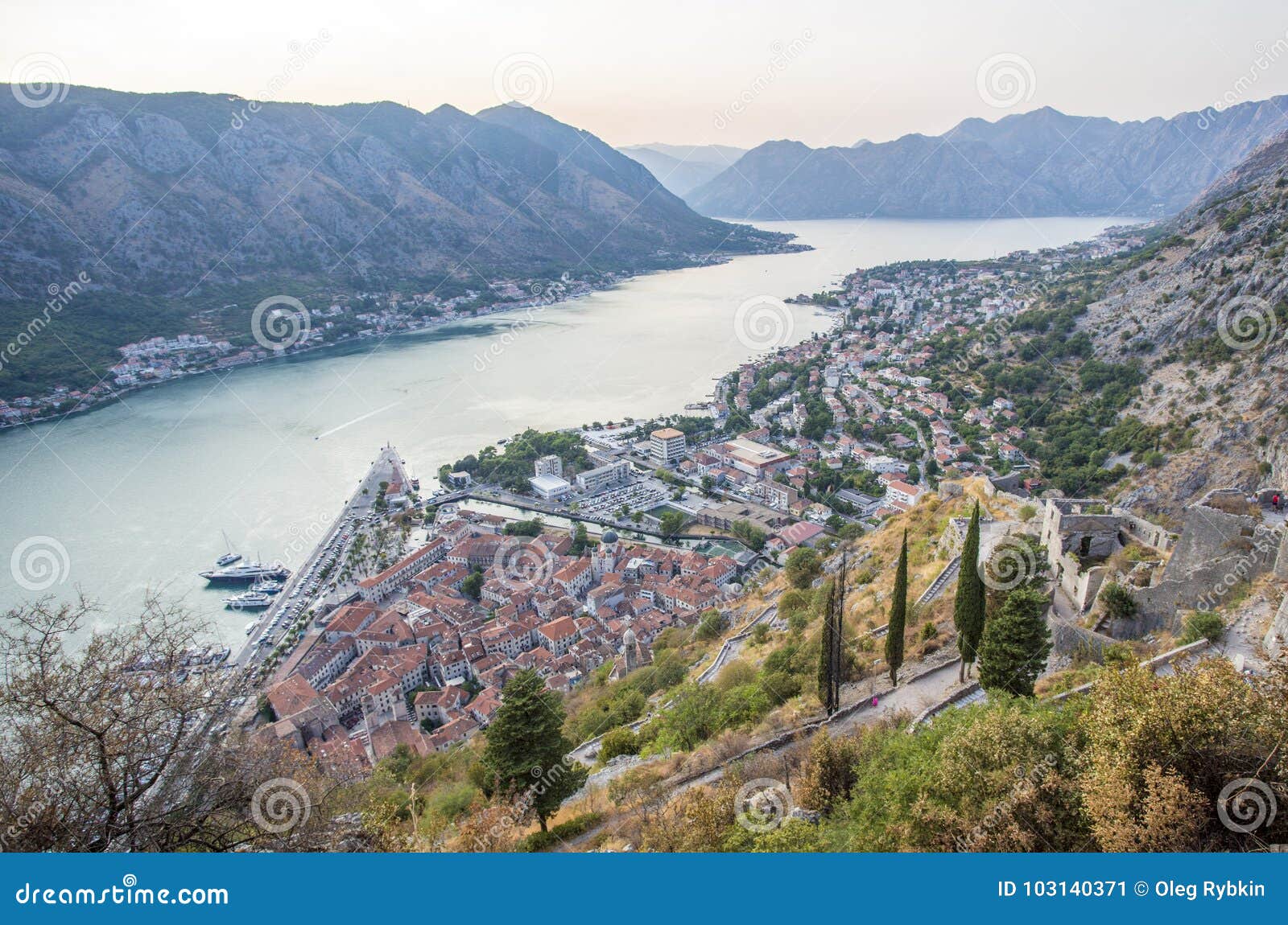 Montenegro. Kotor Bay from a Bird`s Eye View Stock Image - Image of ...