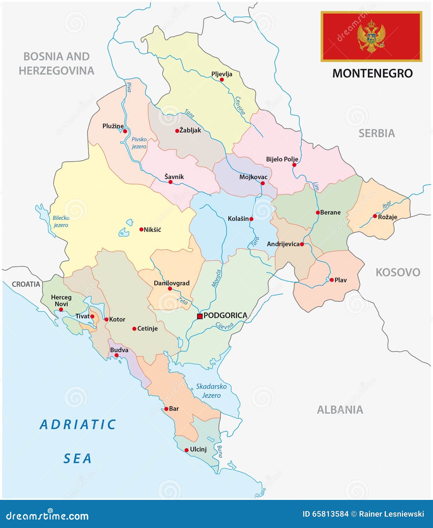 Montenegro map stock illustration. Illustration of administrative ...