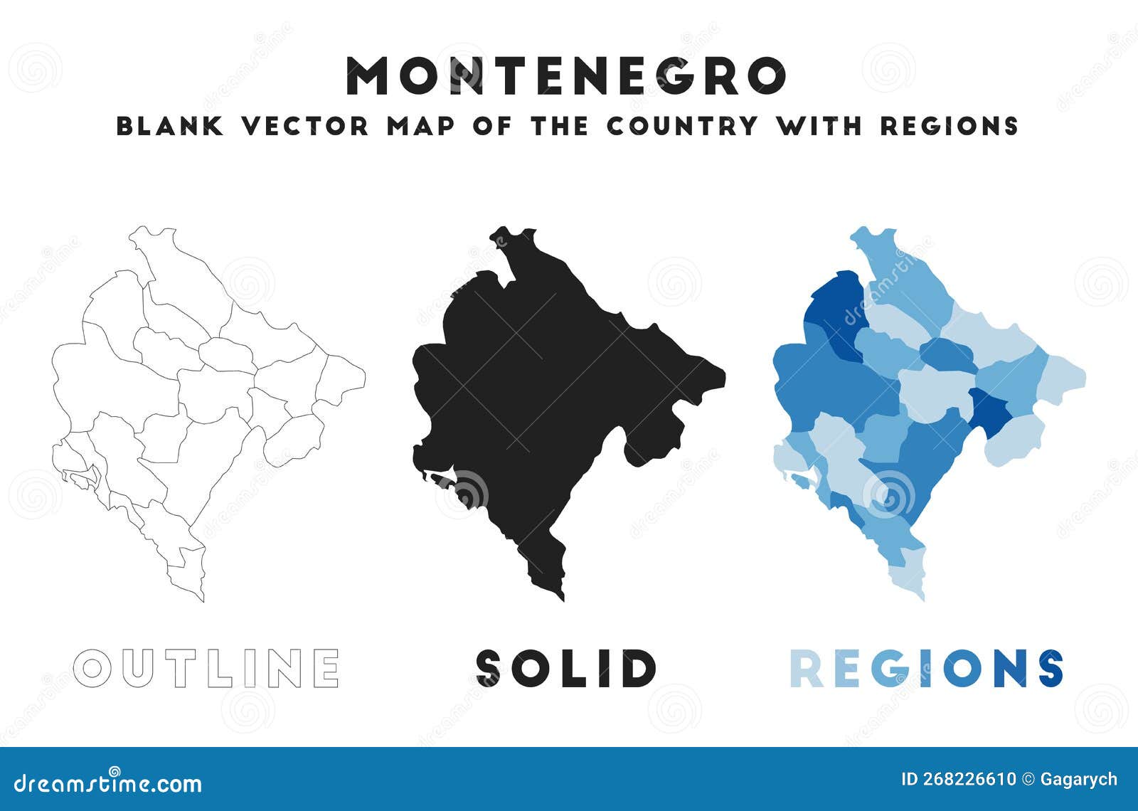 Montenegro map. stock vector. Illustration of black - 268226610