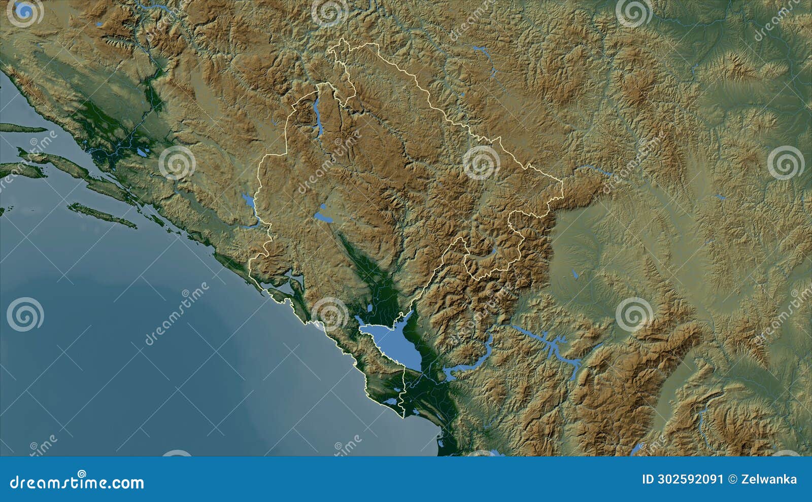 Montenegro Outlined. Physical Stock Illustration - Illustration of ...