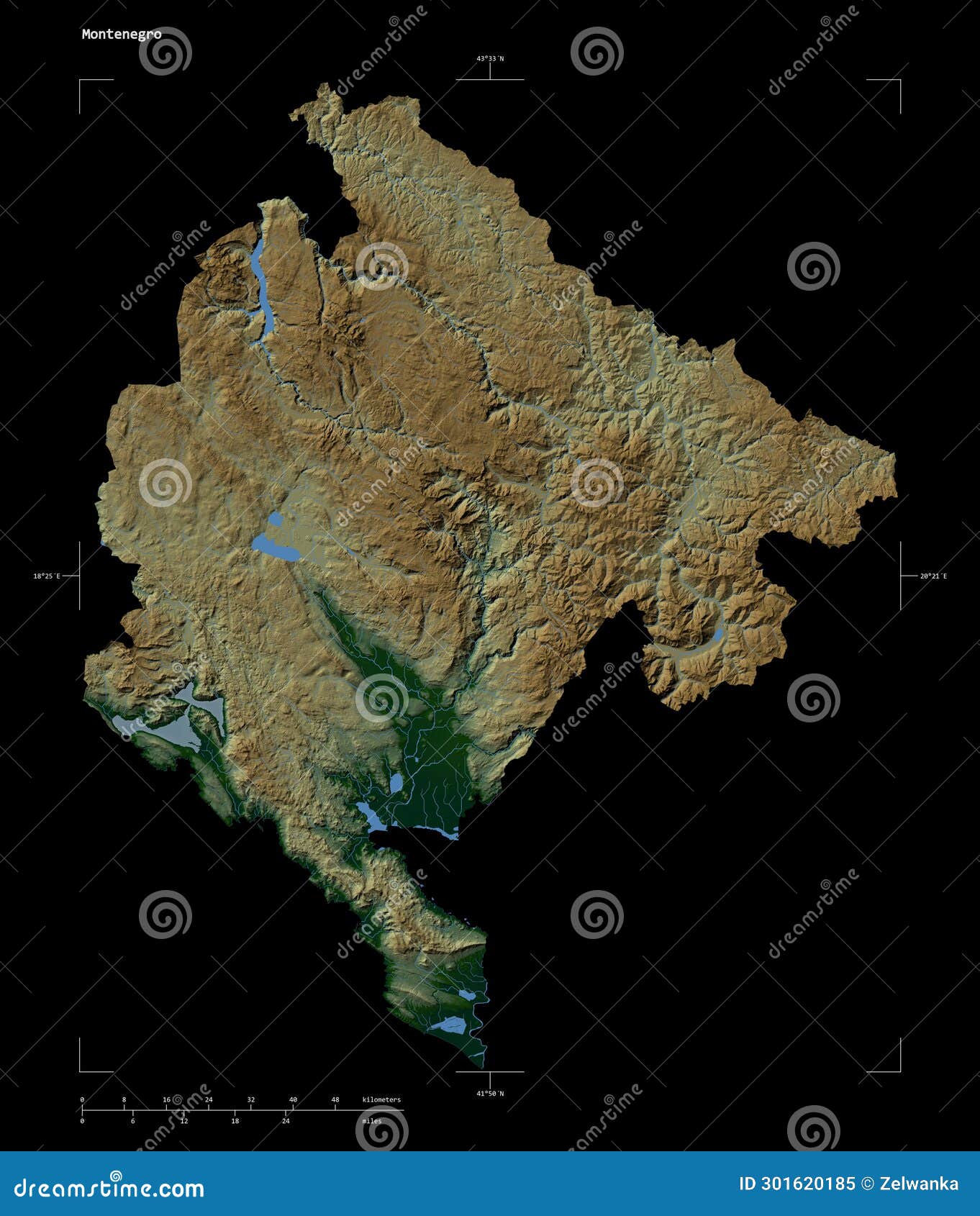 Montenegro Shape on Black. Physical Stock Illustration - Illustration ...
