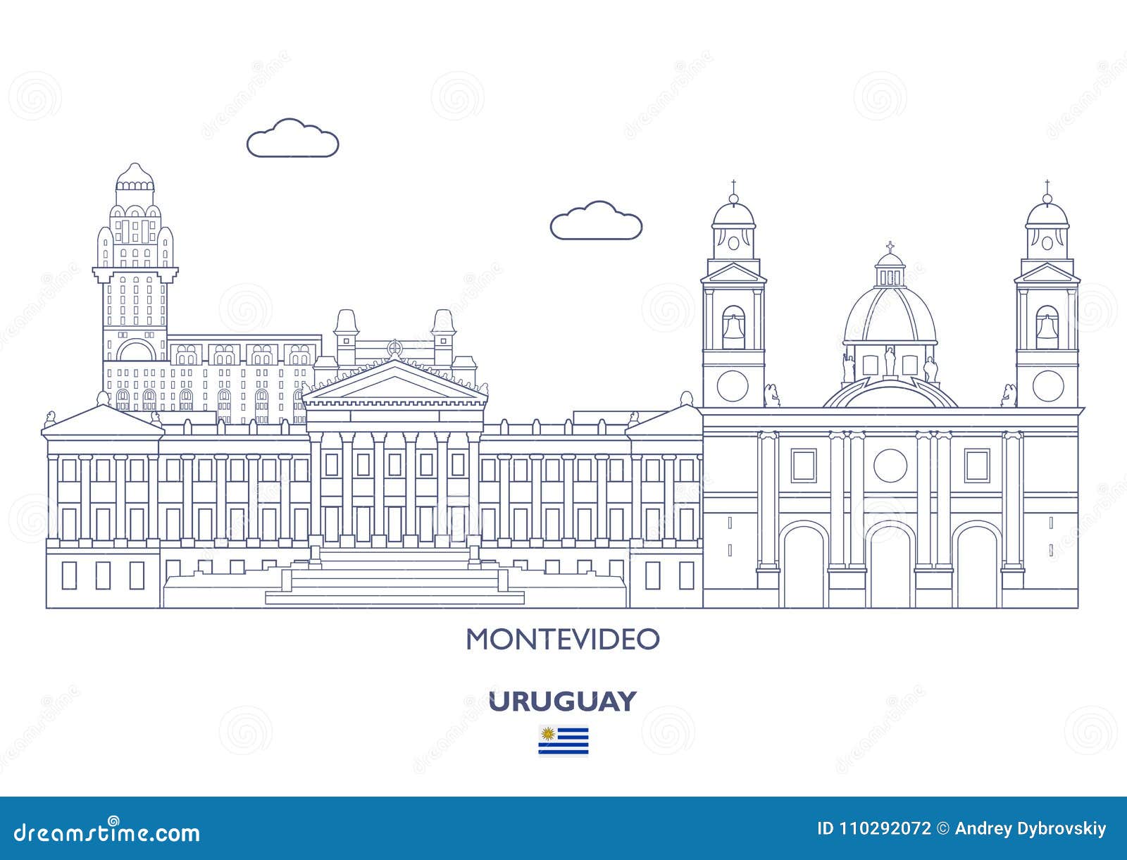 Montevideo City Skyline, Uruguay Stock Vector - Illustration of ...