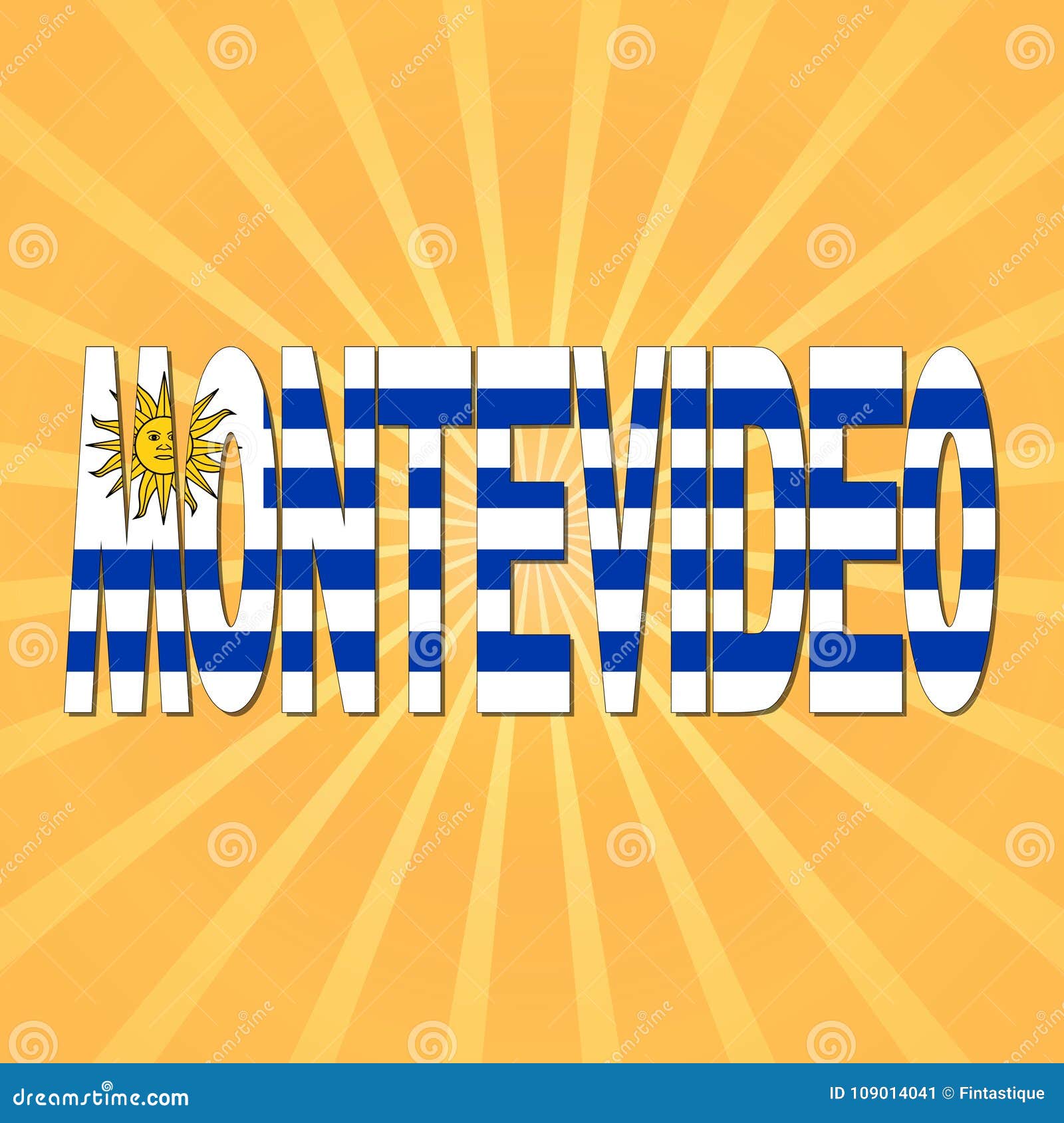 Montevideo Flag Text with Sunburst Illustration Stock Illustration ...