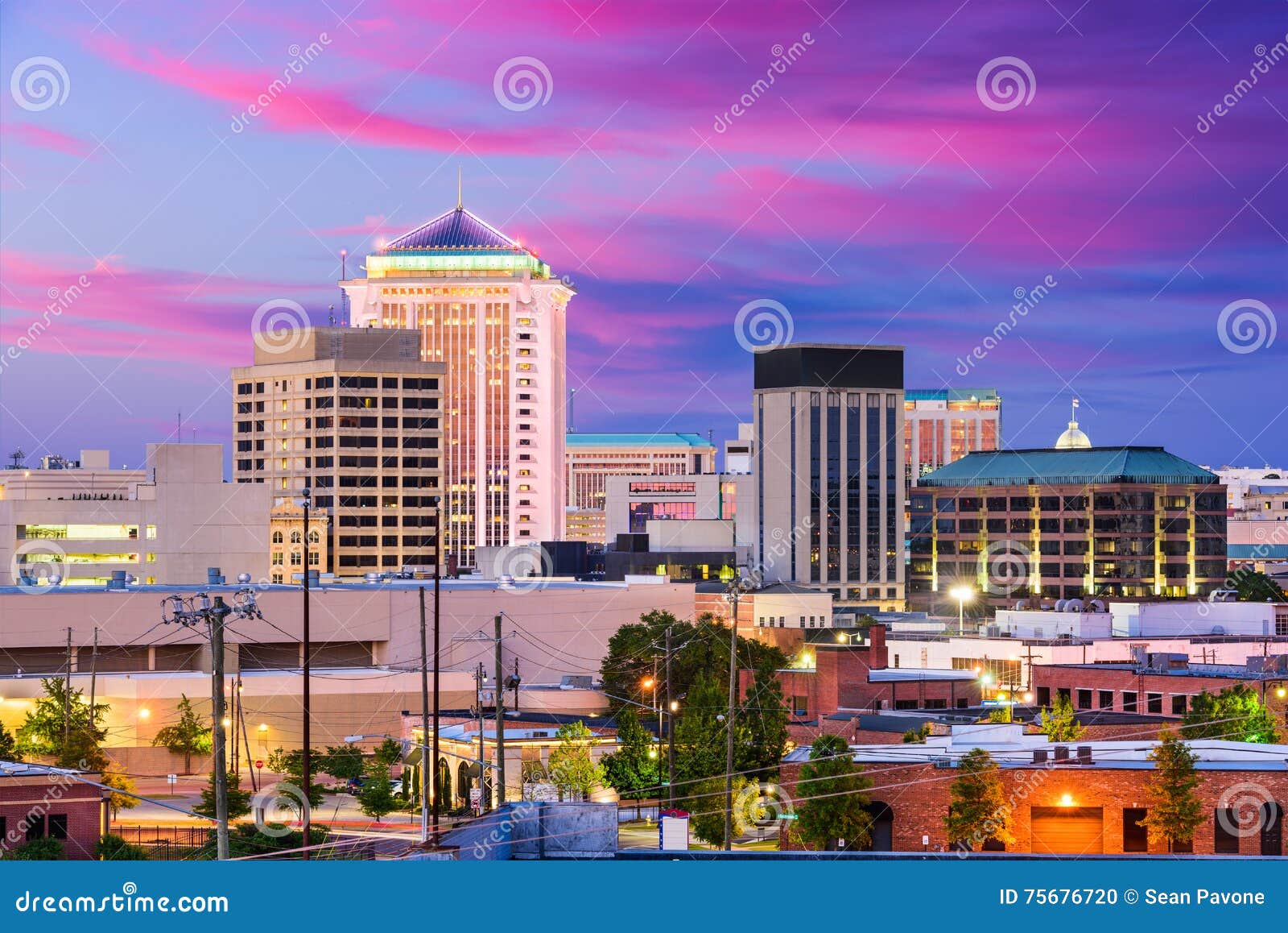 Montgomery Alabama Riverfront Park Skyline Aerial Stock Photography ...