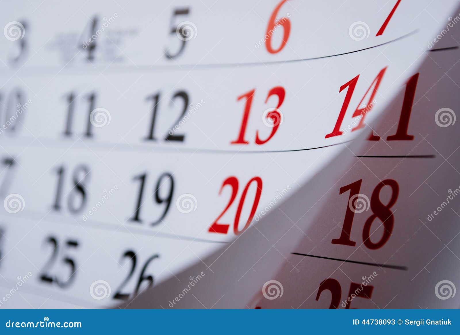Month on a Calendar Viewd at an Oblique Angle Stock Image - Image of ...