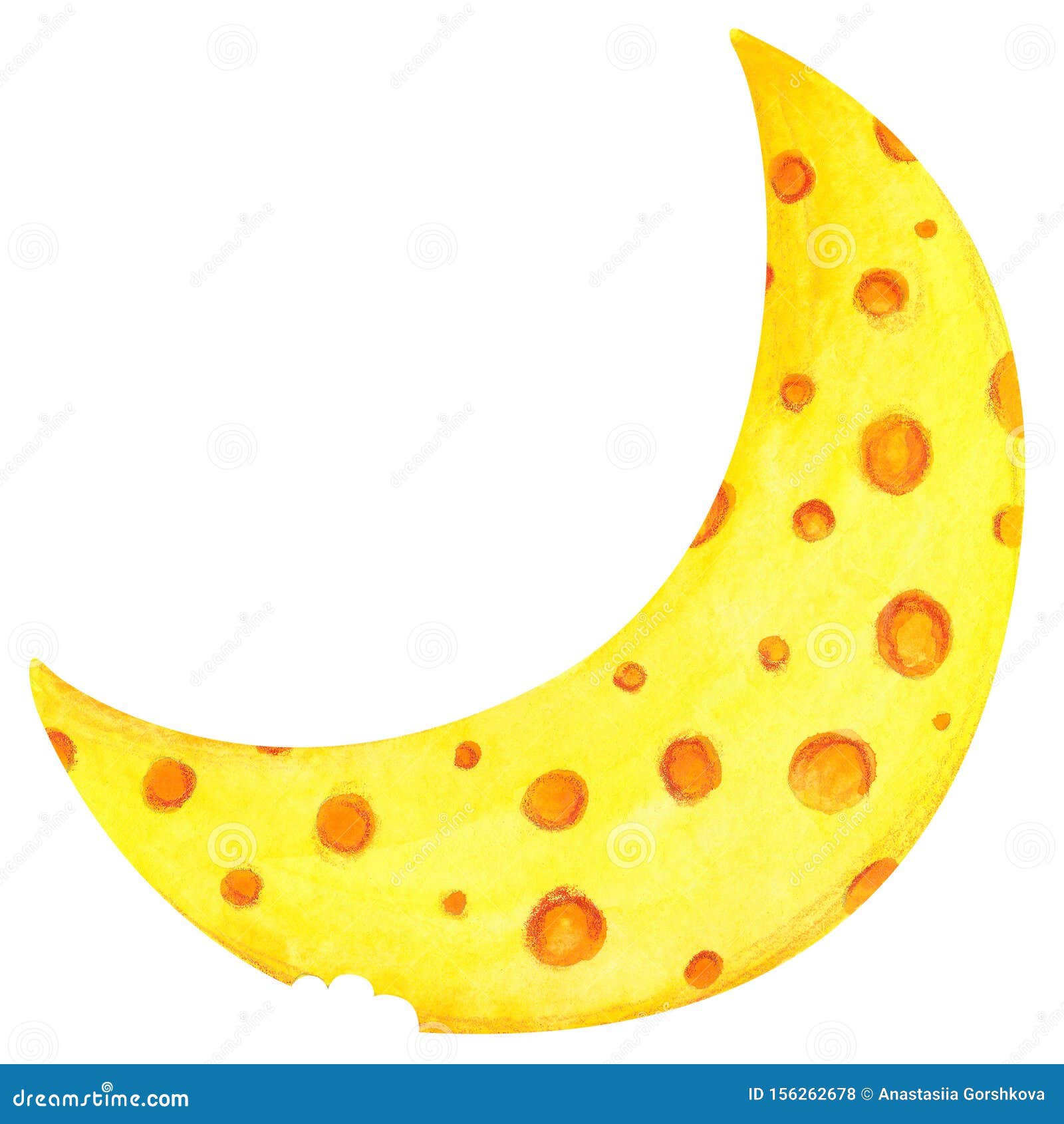 Month of Cheese. Moon. Watercolor Set Stock Illustration - Illustration ...