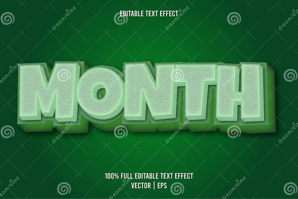 Month Editable Text Effect Green Color Stock Vector - Illustration of ...