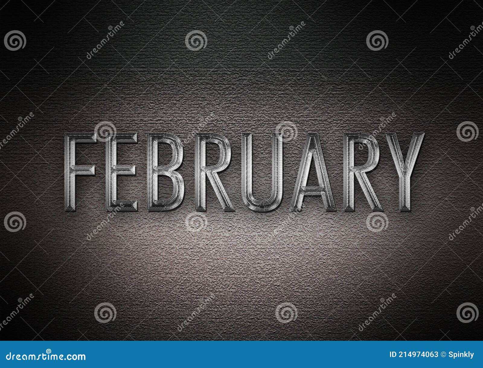 Month of February Metallic Text Graphic for Headers and Titles Stock ...