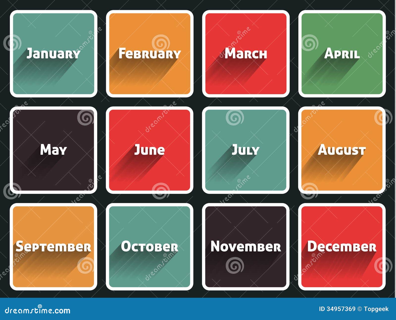 Month flat design stock vector. Illustration of flat - 34957369