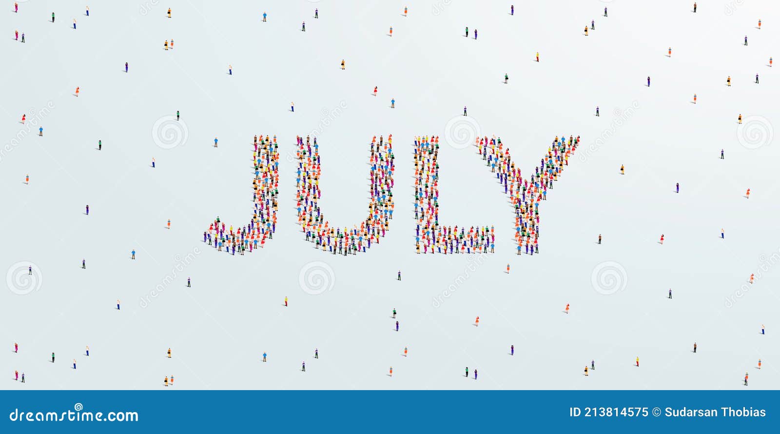 Month July. Large Group of People Form To Create July Stock Vector ...