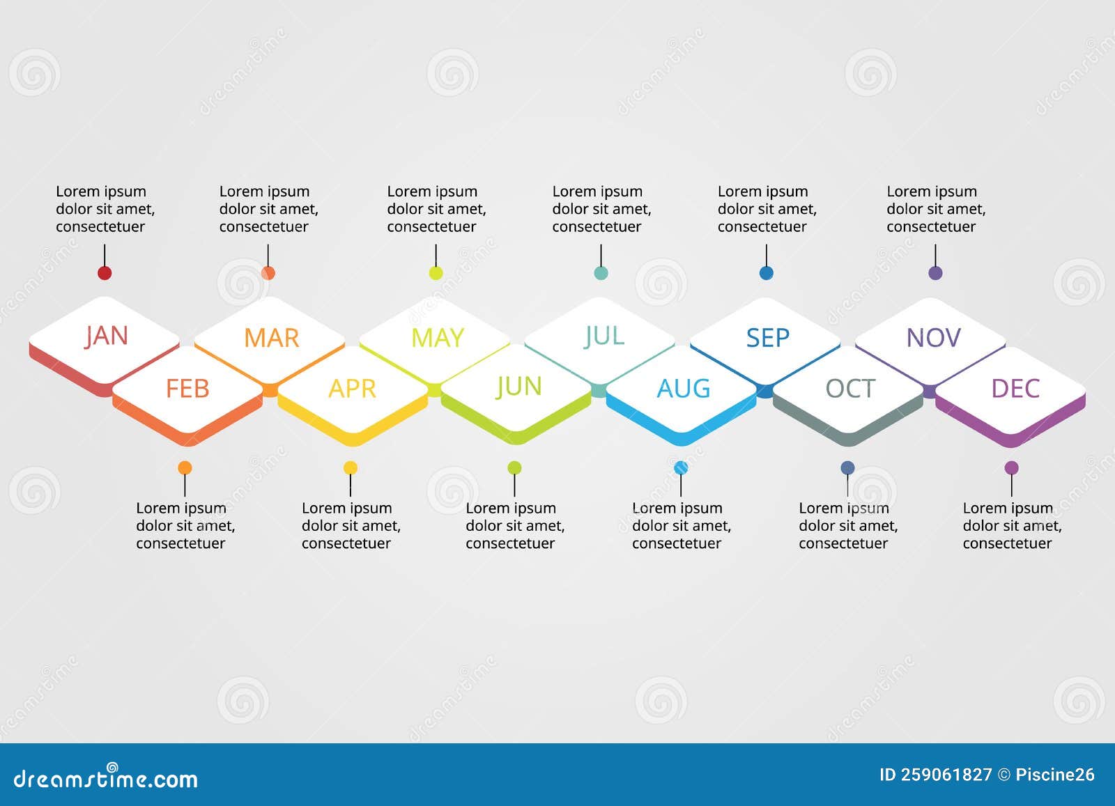 12 Month Timeline Template for Infographic for Presentation for 12 ...