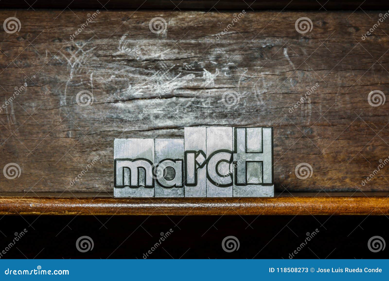 The Month of the Year March Created with Movable Type Printing O Stock ...
