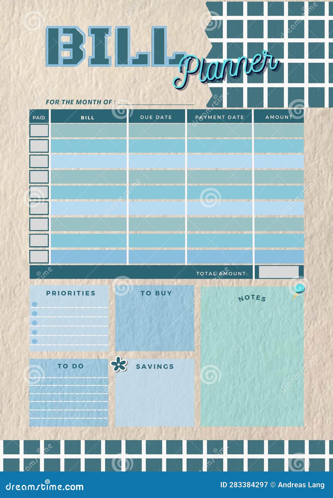 Monthly Bill Planner Digital Planning Insert Sheet Printable Page ...