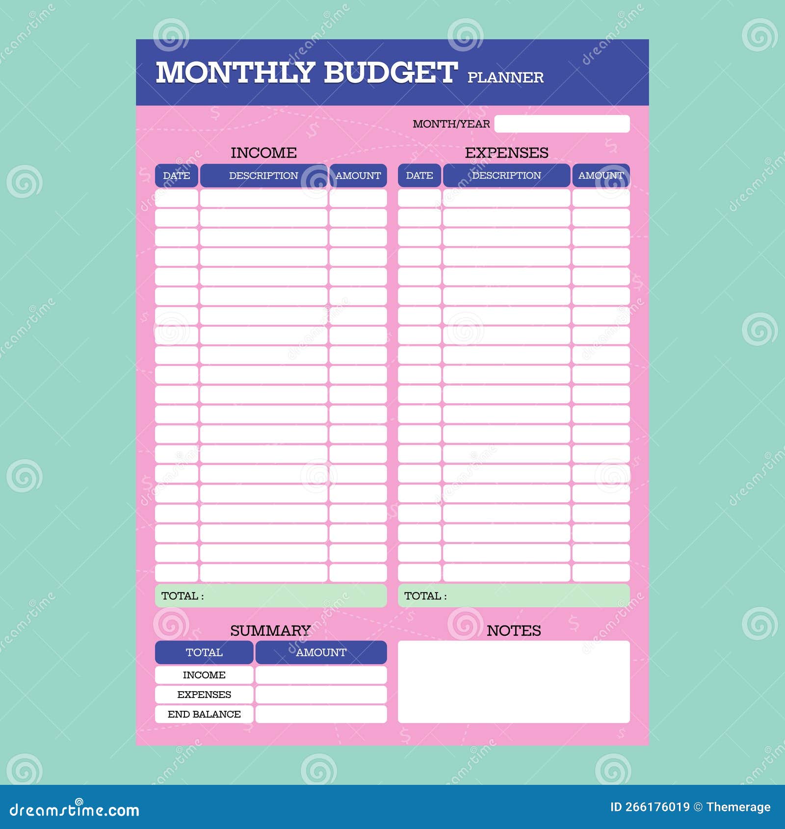 Monthly Budget Planner with Abstract Dotted Lines and Dollar Signs on ...