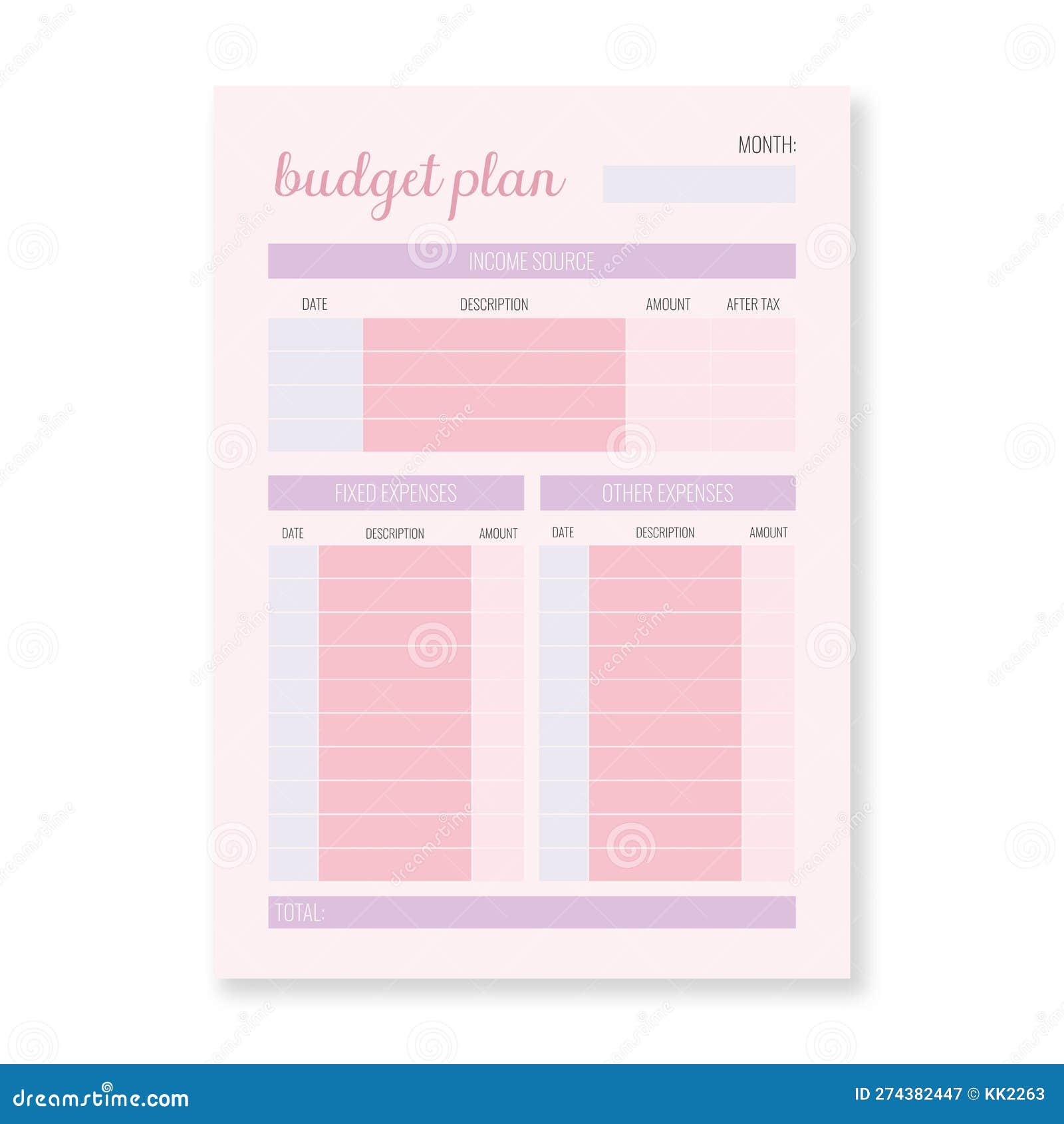 Monthly Budget Planner. Vector Illustration Stock Vector - Illustration ...