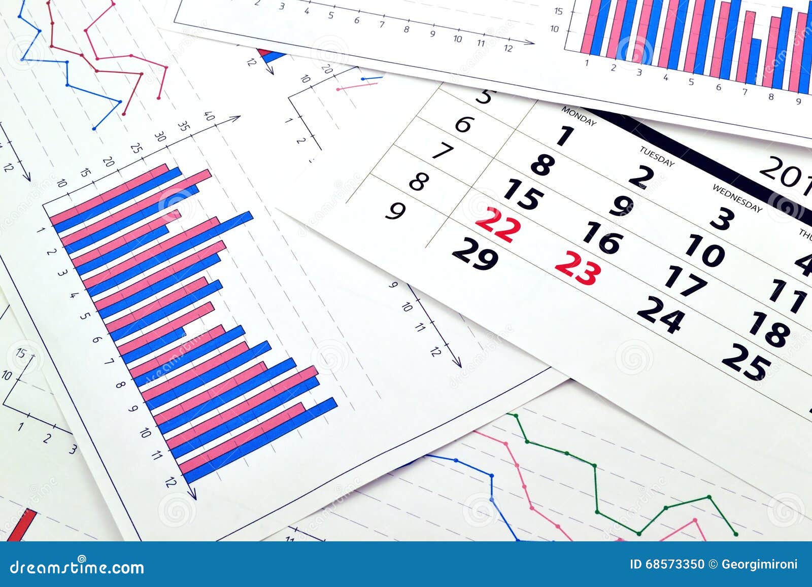Monthly Calendar and Graphs Stock Photo - Image of monday, saturday ...
