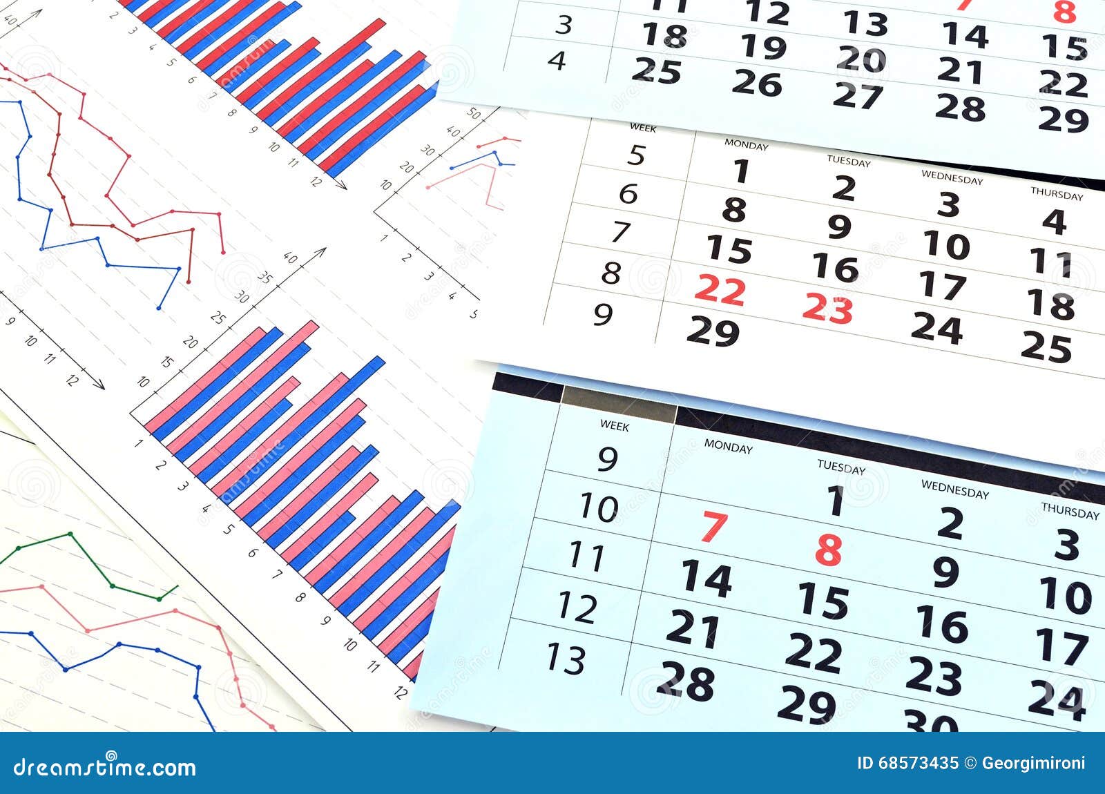Monthly Calendar and Graphs Stock Image - Image of saturday, friday ...