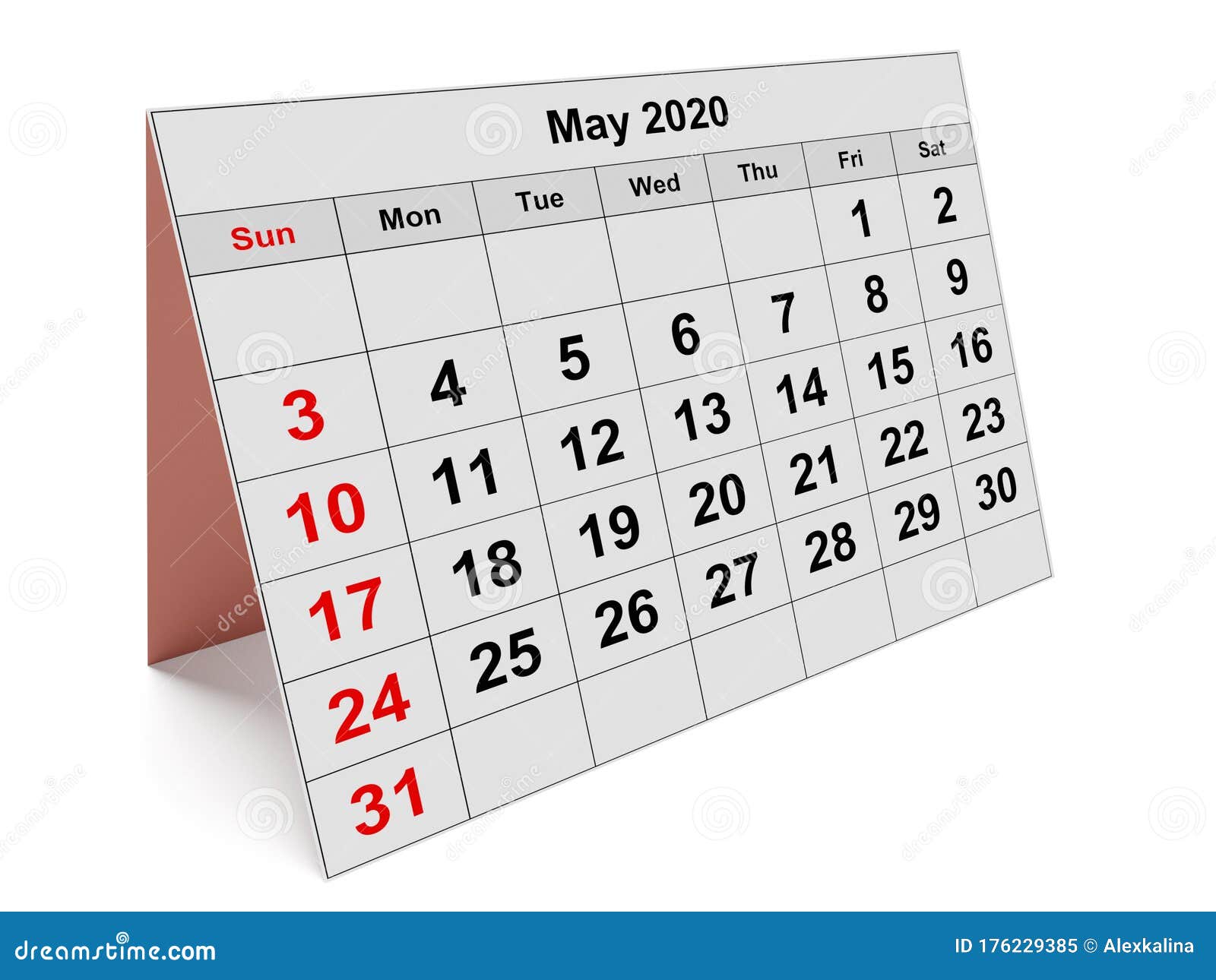 Monthly Calendar - May 2020 Stock Illustration - Illustration of white ...