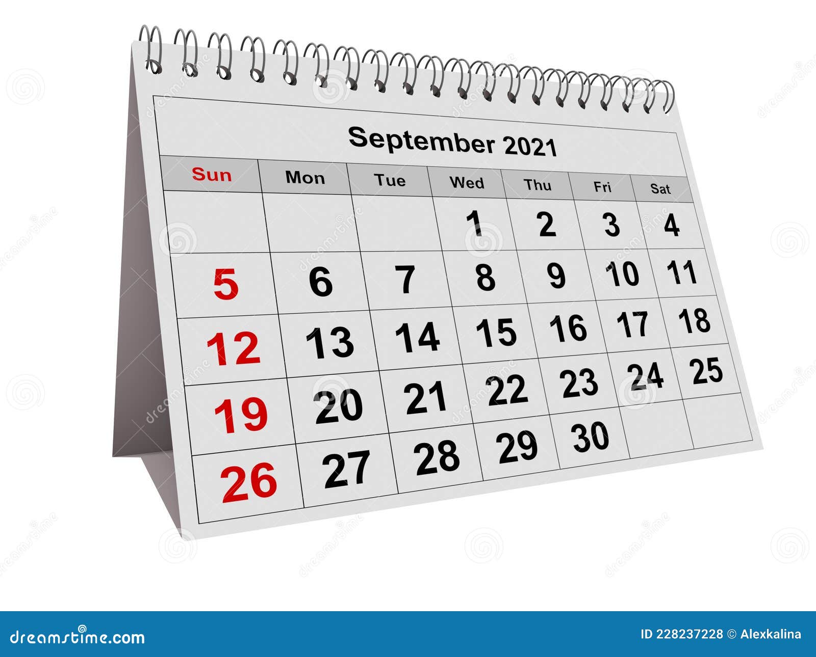 Monthly Calendar - Month September 2021 Stock Illustration ...
