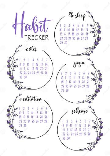 Monthly Habit Tracker Printable Template, Routine Tracker, A4, A5 Stock Illustration ...