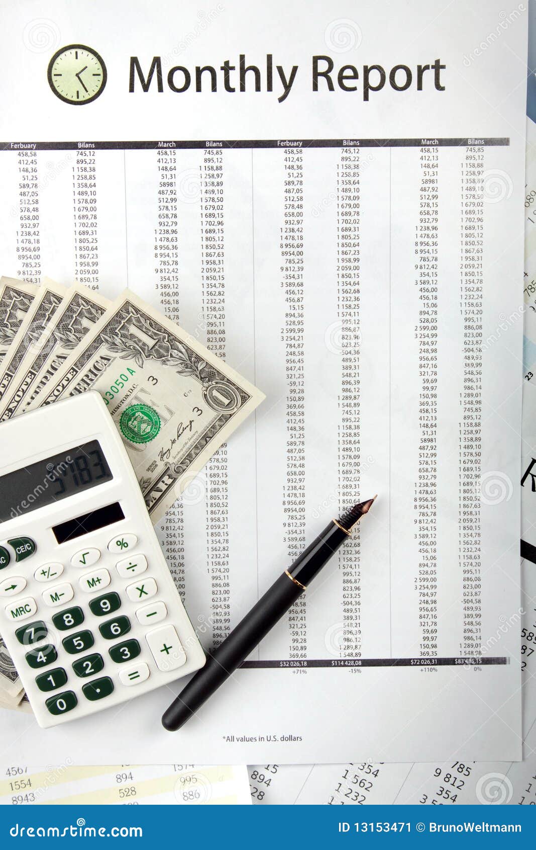 Monthly Report stock image. Image of budget, earning - 13153471