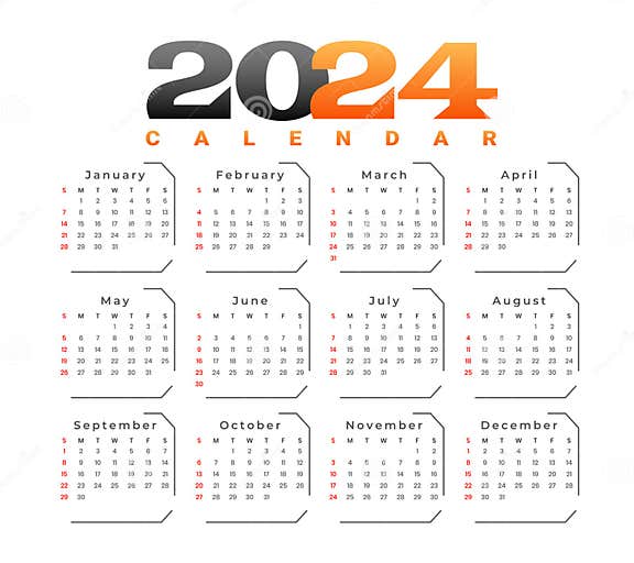 2024 Monthly Schedule Calendar Template a Printable Design Stock ...