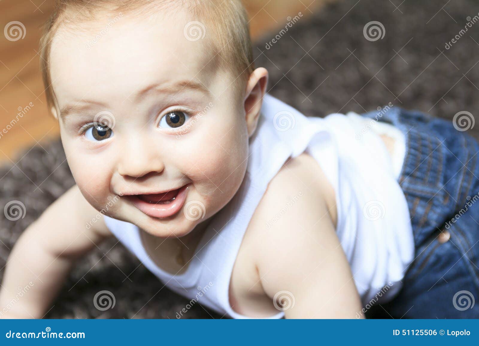 7 Months Baby Boy Smiling on Floor Stock Photo - Image of floor, human ...