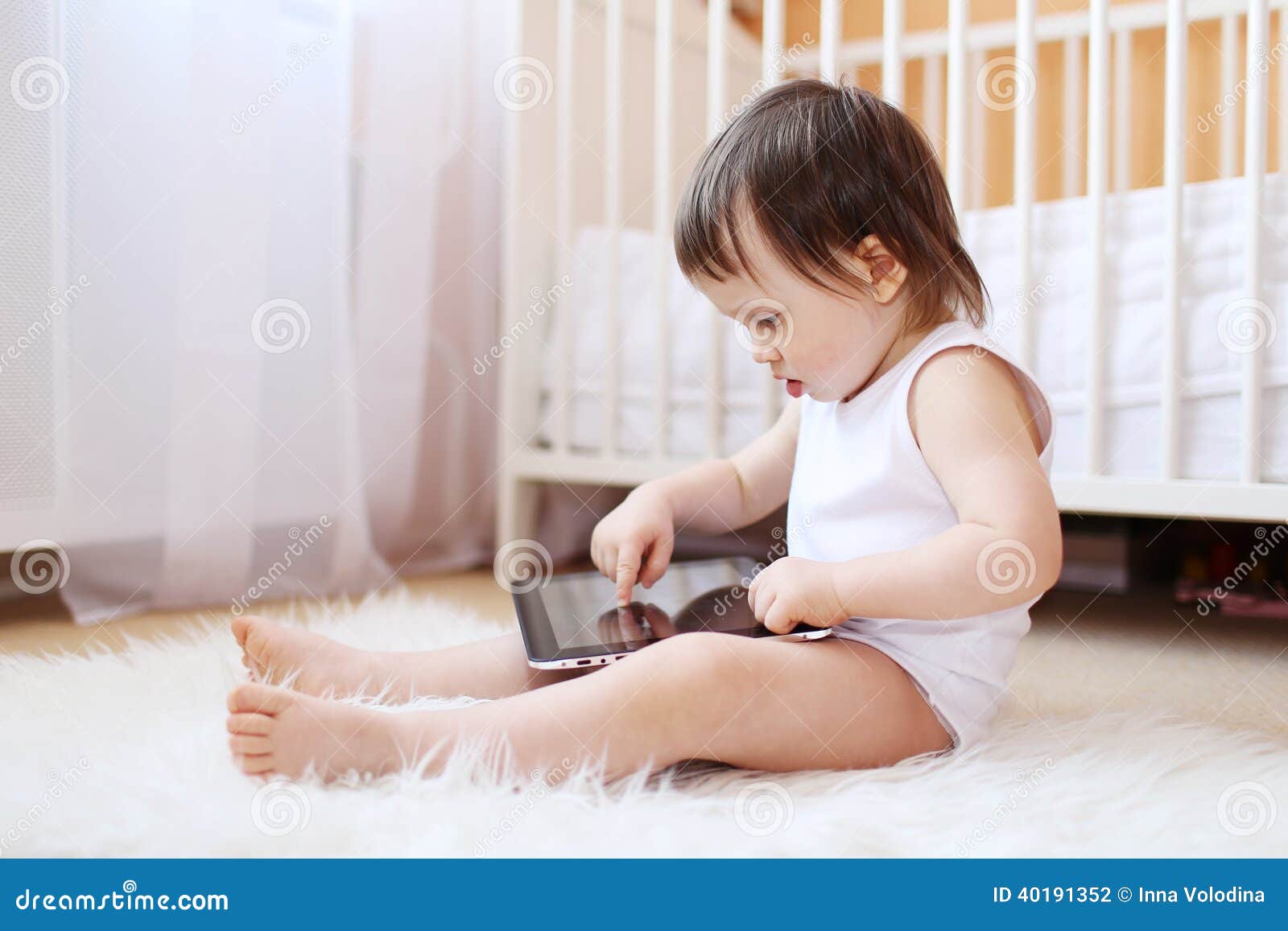 18 Months Baby with Tablet Computer at Home Stock Photo - Image of ...