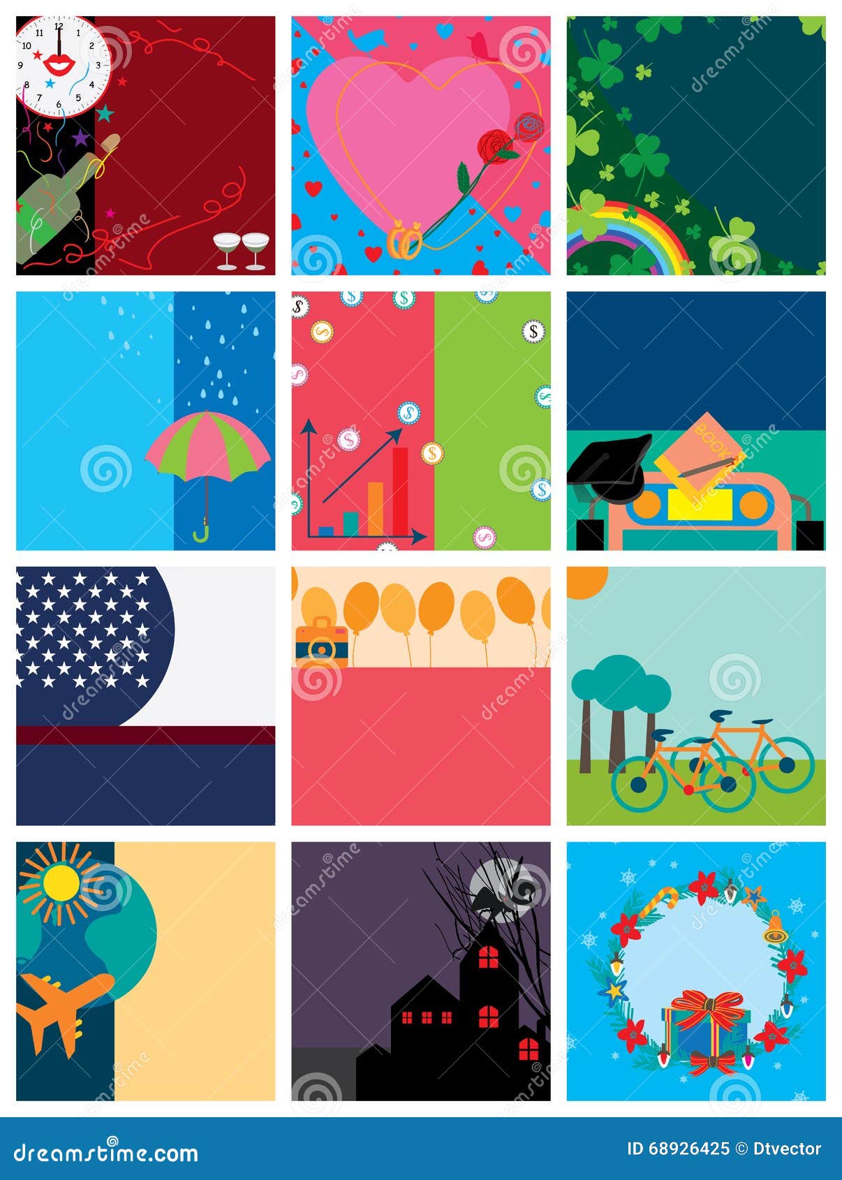 Typographic Months Of The Year In Different Colors Vector Illustration ...