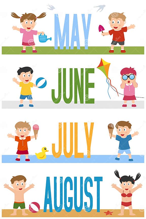 Months Banners with Kids [2] Stock Vector - Illustration of collection ...
