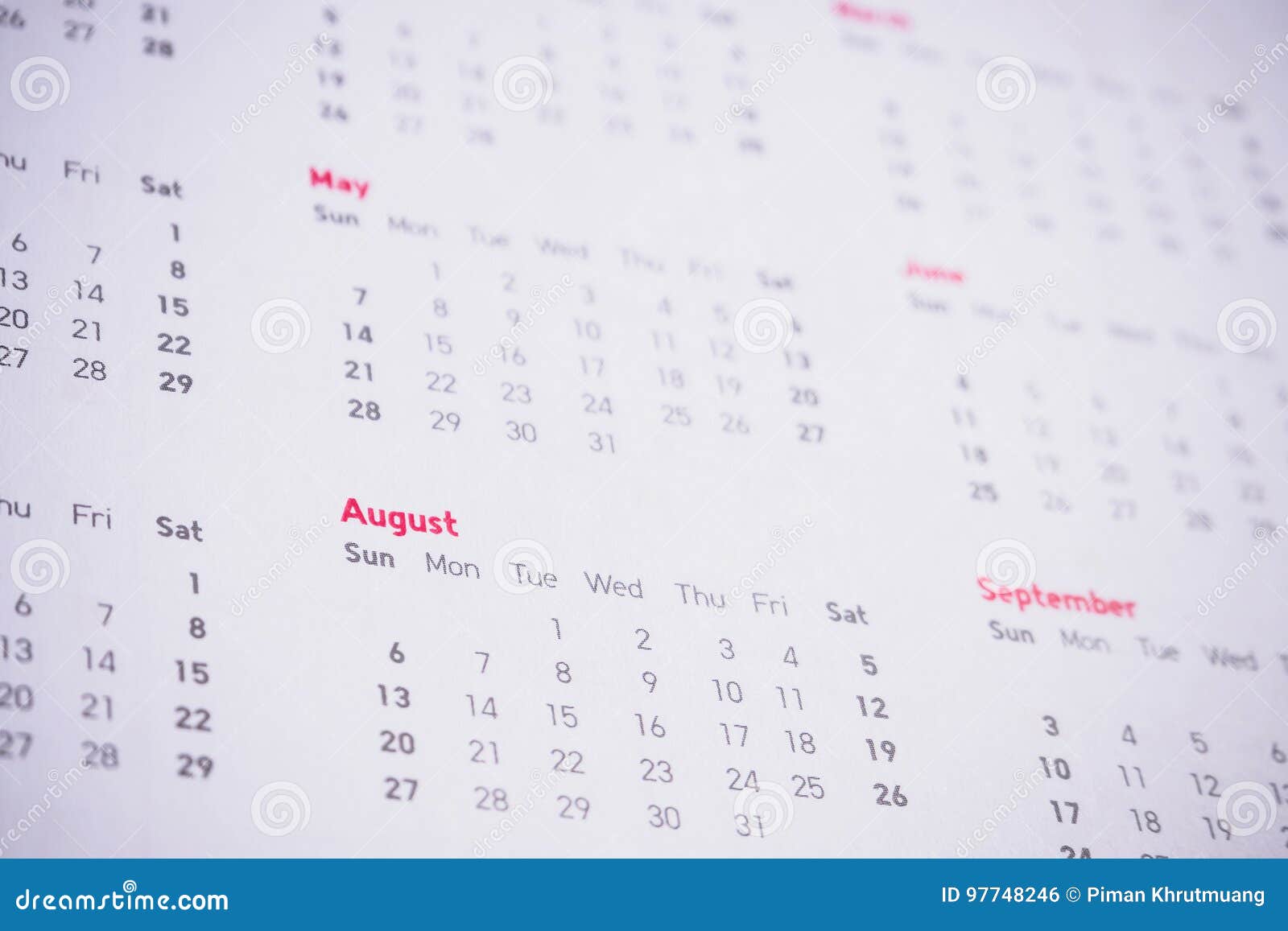 Months and Dates on Calendar Stock Photo - Image of plan, business ...