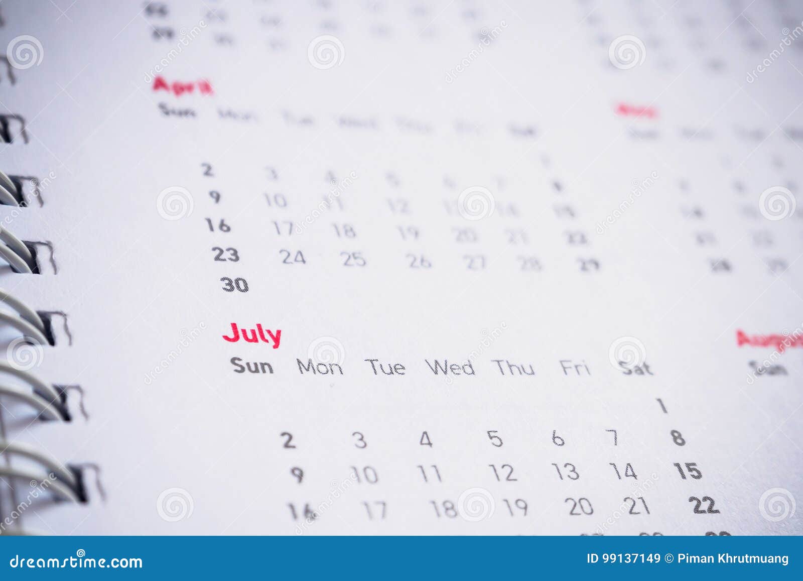 Months and Dates on Calendar Stock Image - Image of organizer, number ...