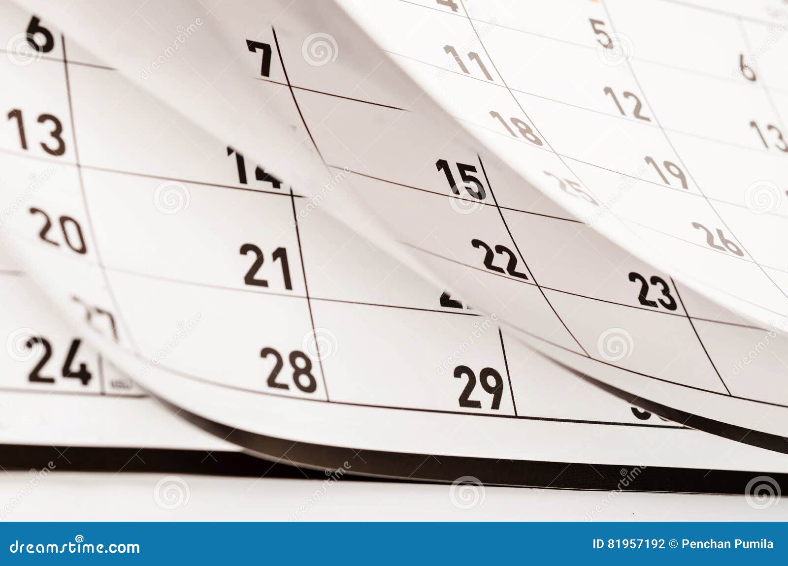 Months and Dates Shown on a Calendar. Stock Photo - Image of date ...