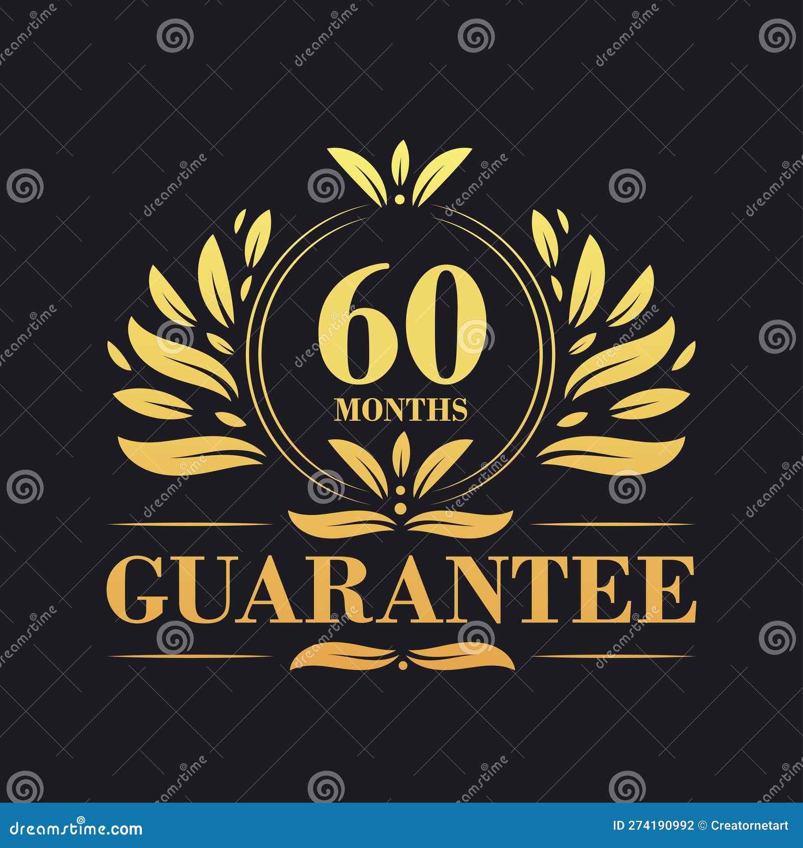 60 Months Guarantee Logo Vector, 60 Months Guarantee Sign Symbol Stock ...