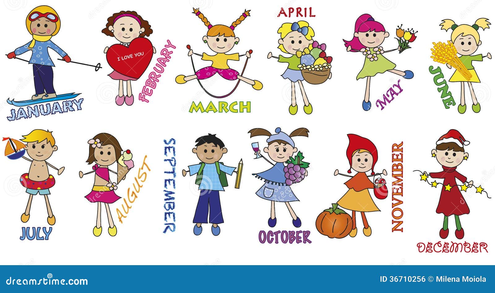 Months stock illustration. Illustration of flowers, female - 36710256